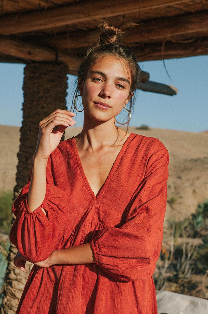 100% Cotton Dress in Warm Red - Ethical Fashion - ROVE